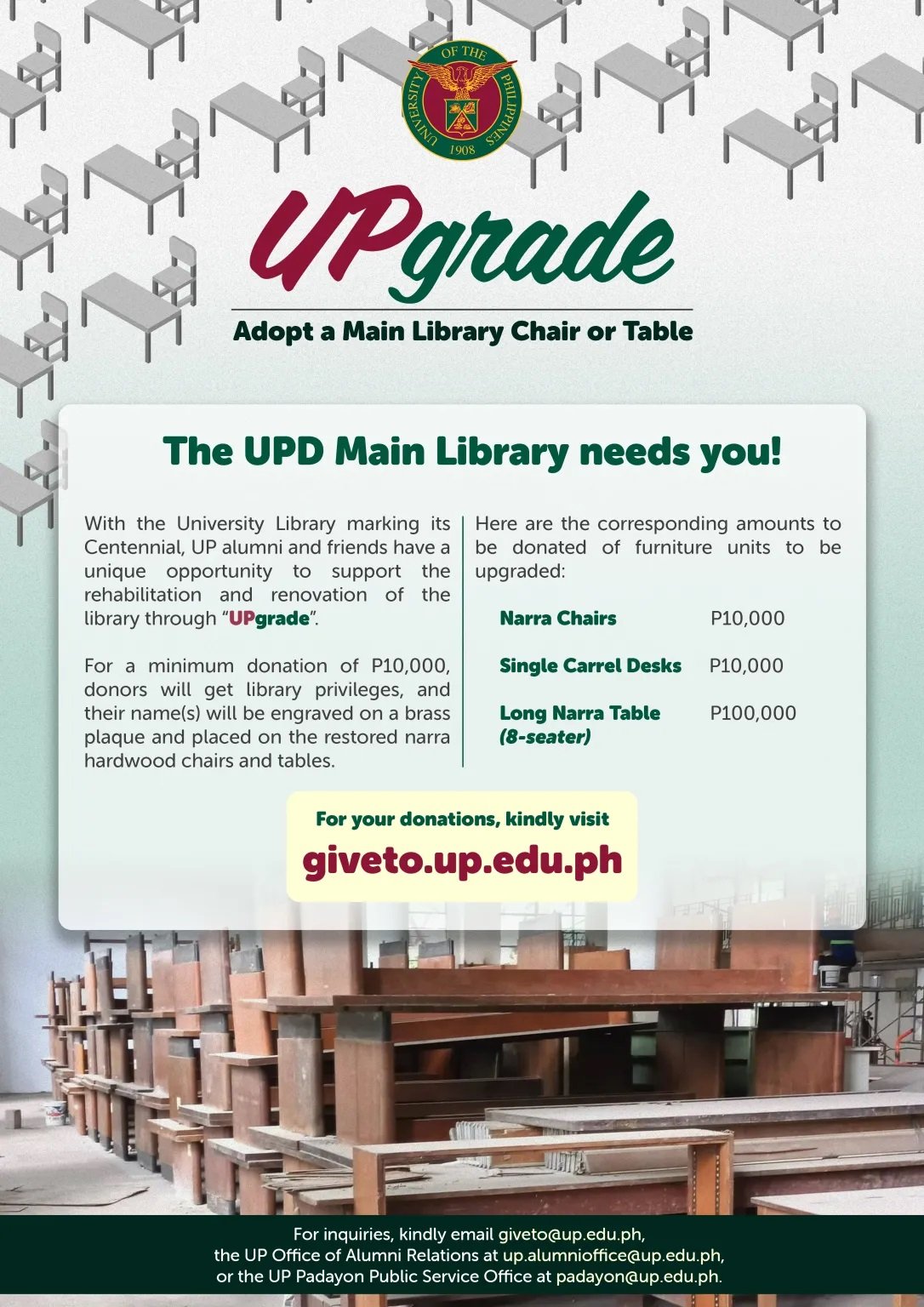 “UPgrade”: Giving back to the UPD Main Library – UP Alumni Website