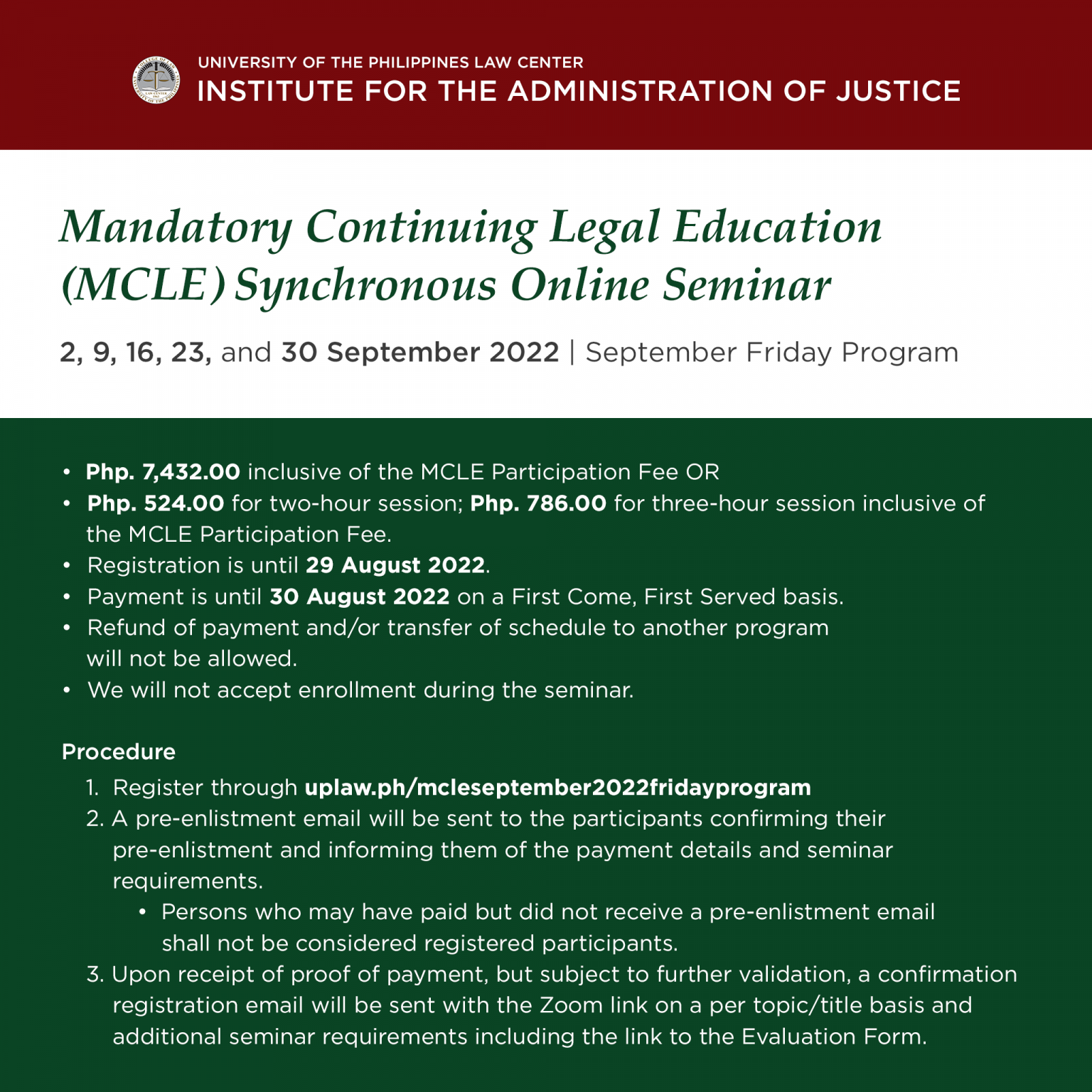 Mandatory Continuing Legal Education Synchronous Online Seminar – UP ...