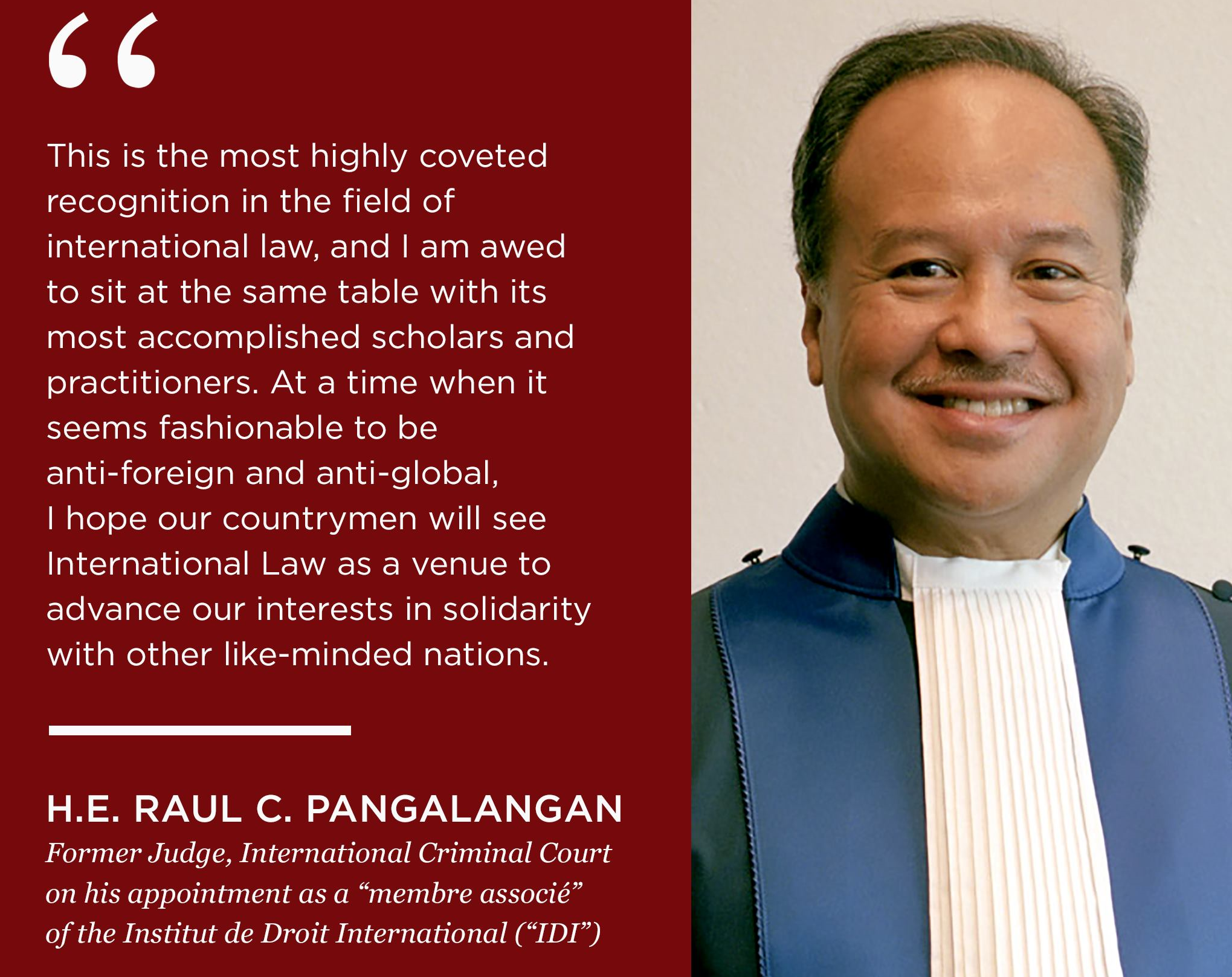 Judge Pangalangan is elected member of Institut de Droit International ...