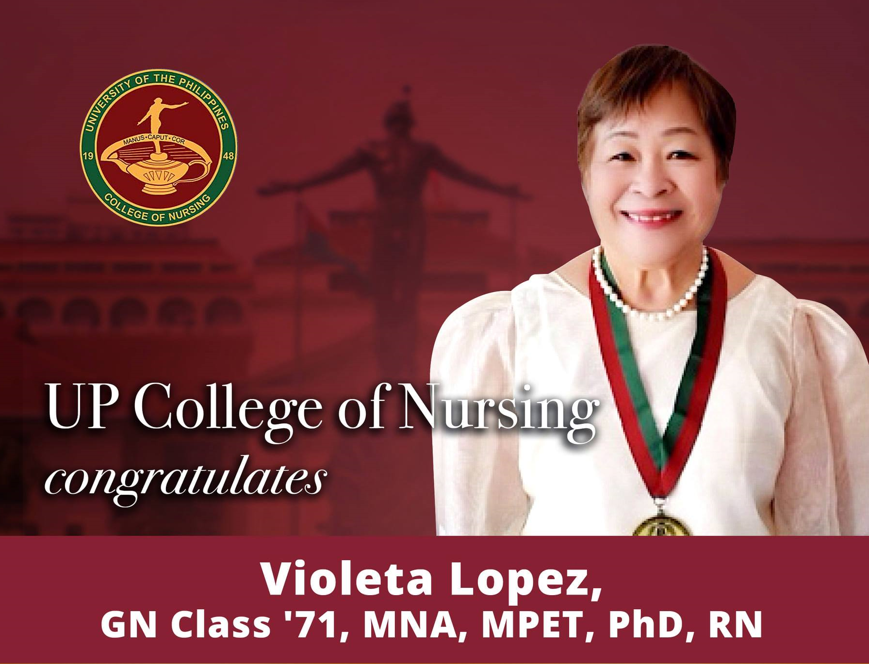 UPNAAI awards the Julita V. Sotejo Medallion of Honor to Dr. Violeta ...