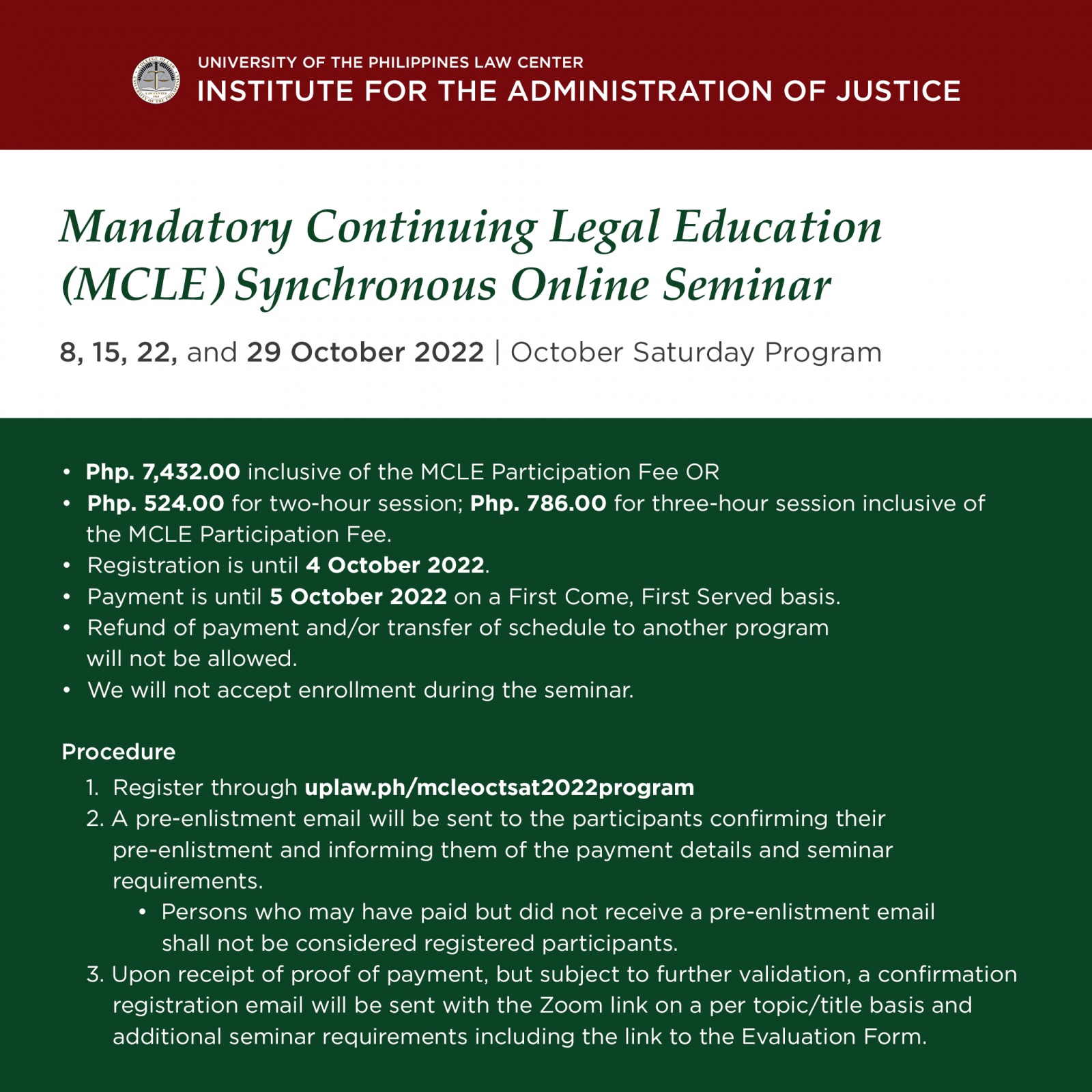 Mandatory Continuing Legal Education Synchronous Online Seminar – UP ...