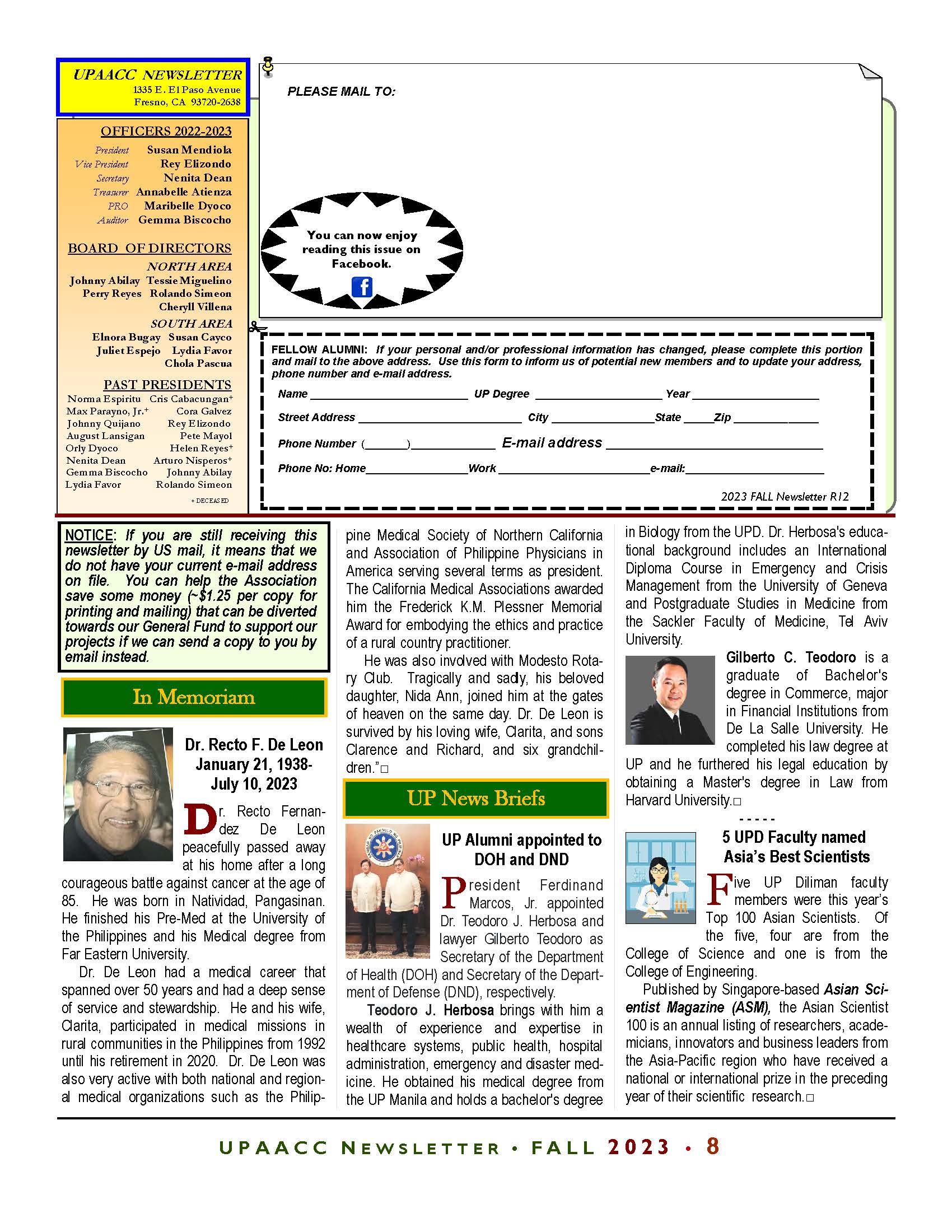 UP Alumni Association of Central California (UPAACC) Newsletter Fall ...
