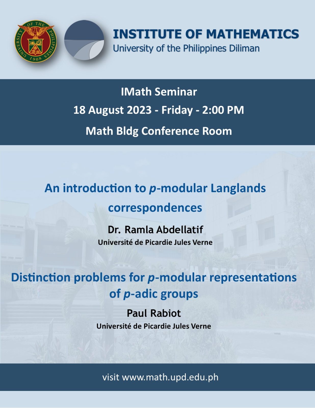 Institute of Mathematics Seminar – UP Alumni Website