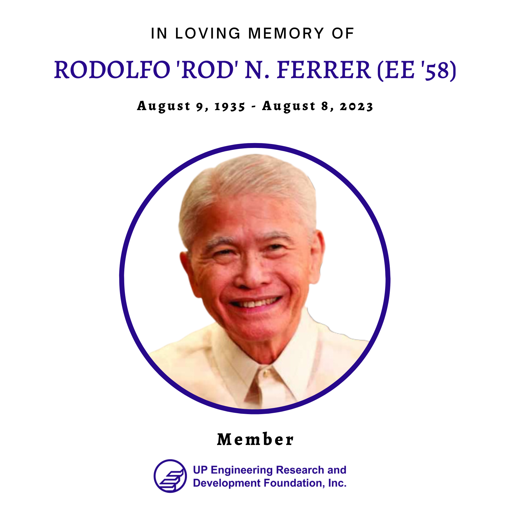 Engr. Rodolfo ‘Rod’ N. Ferrer (EE ’58) – UP Alumni Website