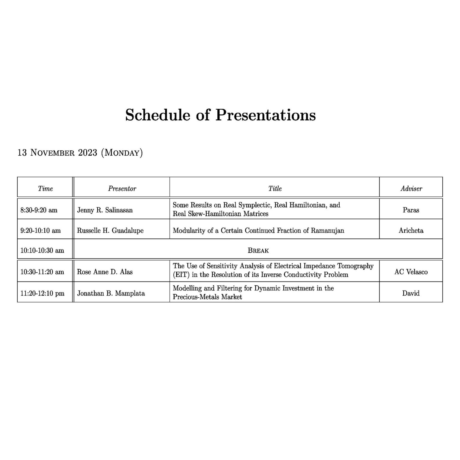 IM Graduate Research Colloquium – UP Alumni Website