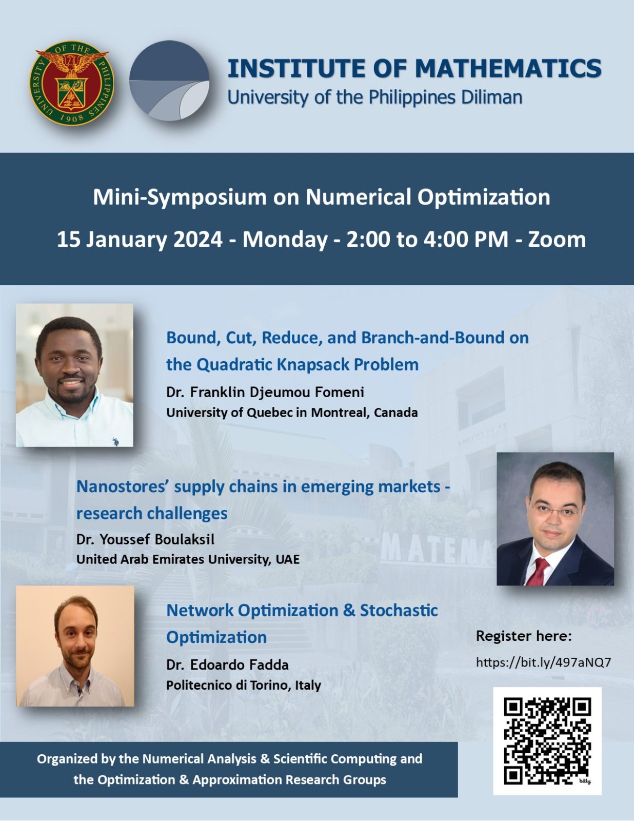Mini-Symposium on Numerical Optimization – UP Alumni Website