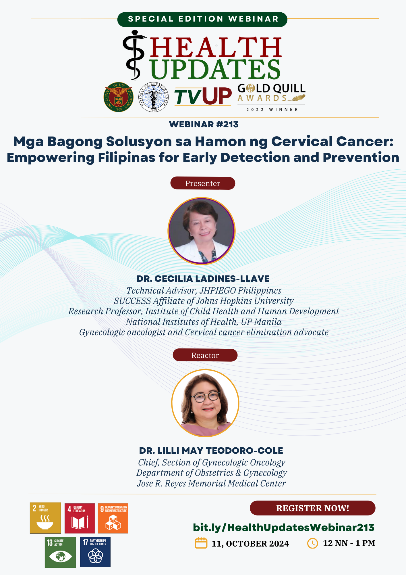 Health Updates Webinar #213 “Mga Bagong Solusyon sa Hamon ng Cervical ...