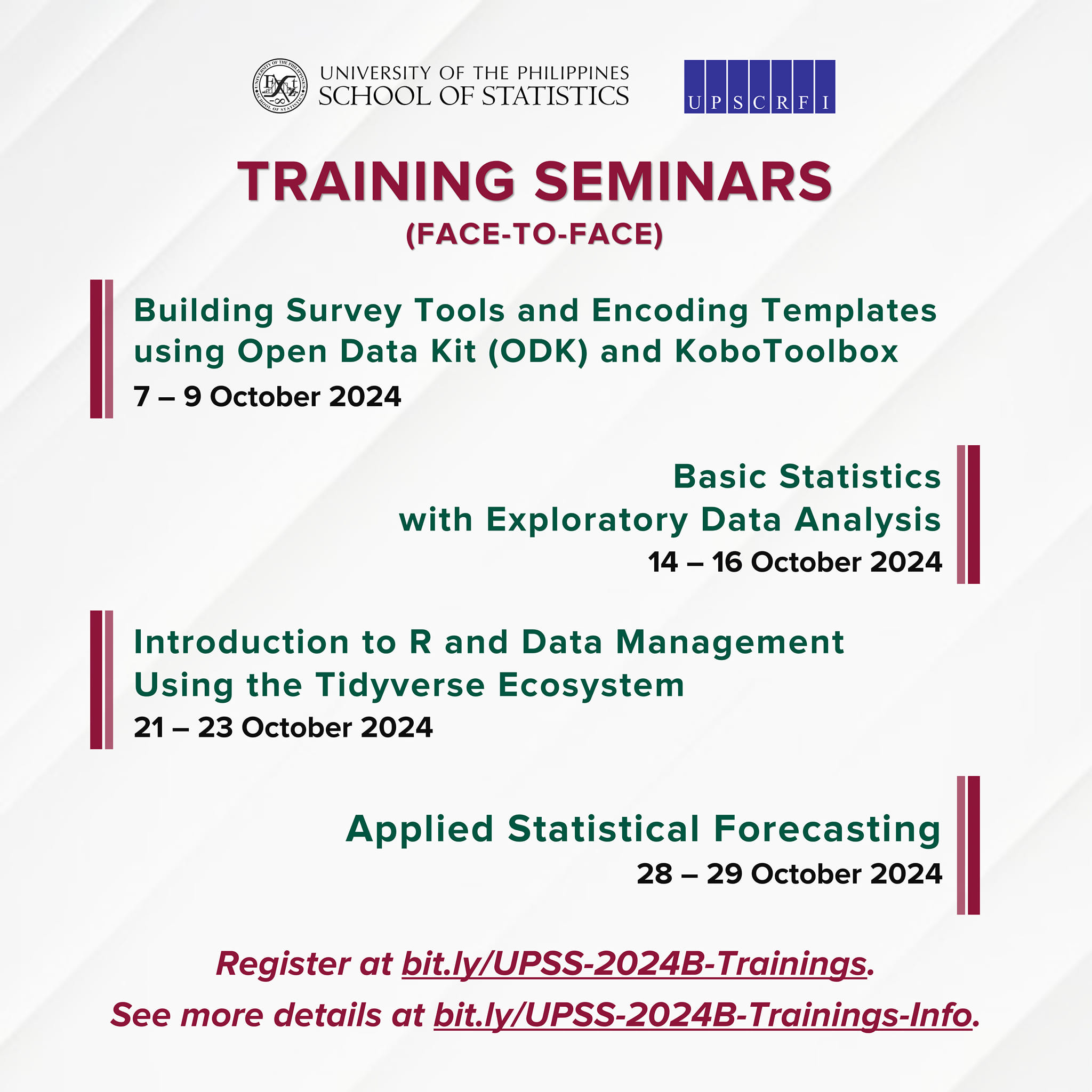 UP School of Statistics Training Seminars in Applied Statistics ...