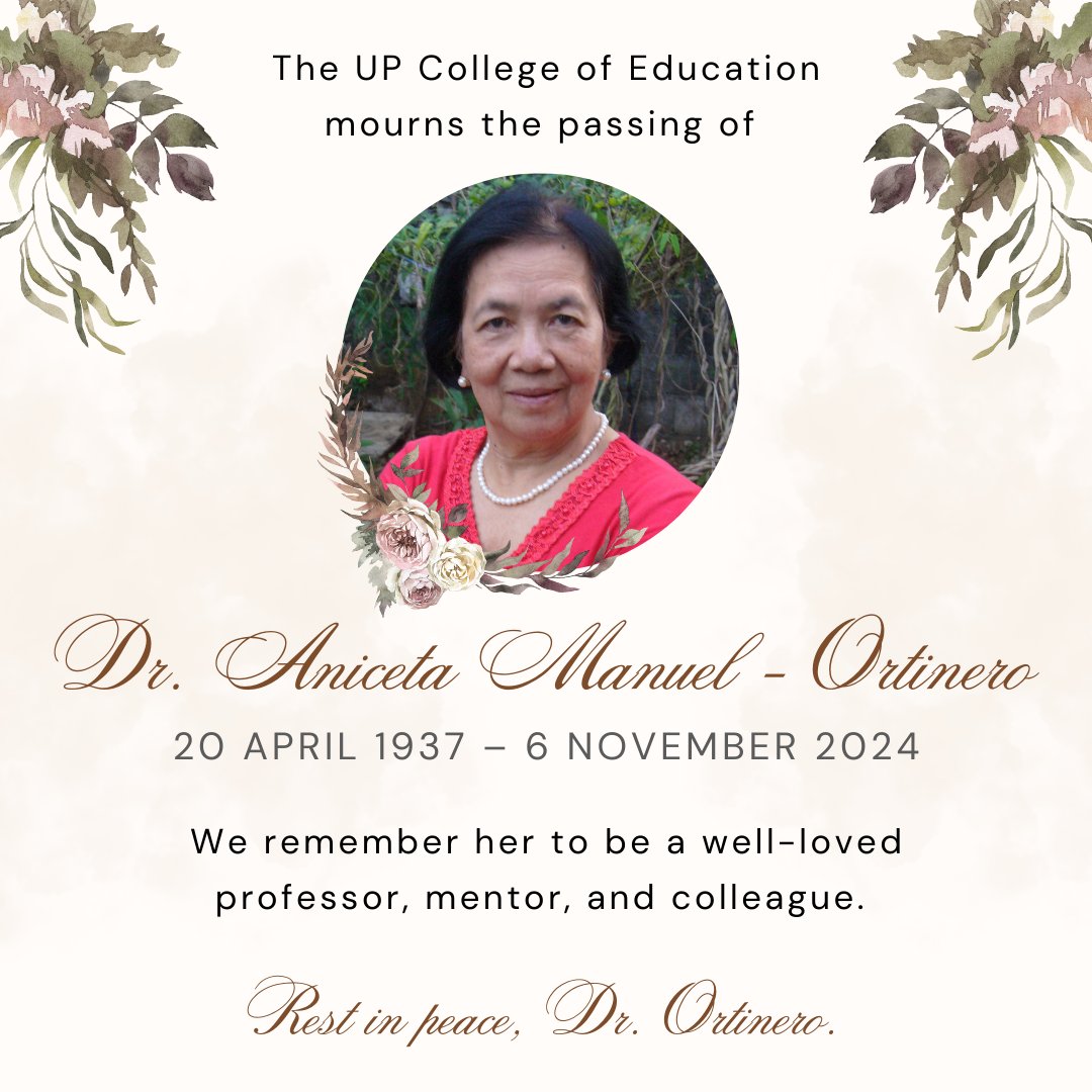 Dr. Aniceta Manuel-Ortinero (1937-2024) – UP Alumni Website